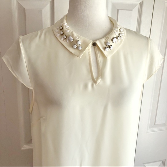 Maison Jules | Tops | Nwt Maison Jules Offwhite Embellished Collar ...